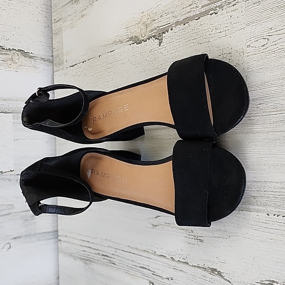 Rampage | Shoes | Rampage Size 8m Black Faux Suede Ankle Strap Block ...
